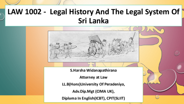 (PPT) Legal System and Legal History of Sri Lanka Part 2