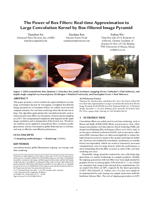 Pdf The Power Of Box Filters Real Time Approximation To Large Convolution Kernel By Box