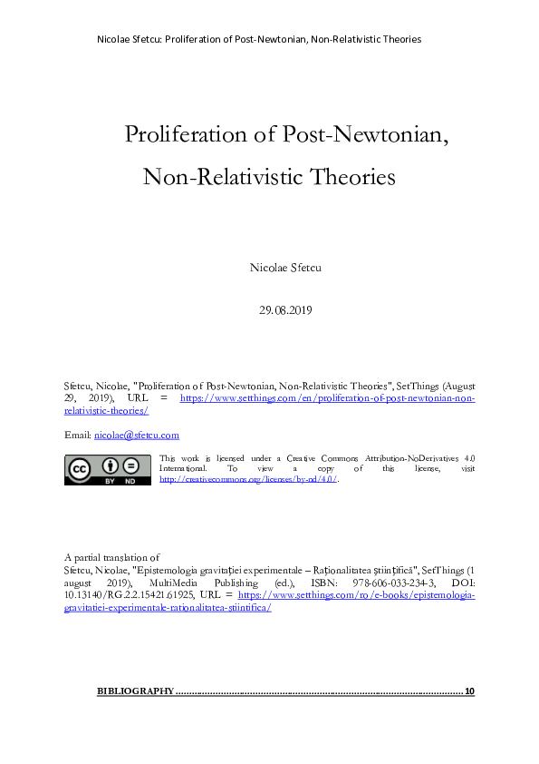Pdf Proliferation Of Post Newtonian Non Relativistic Theories