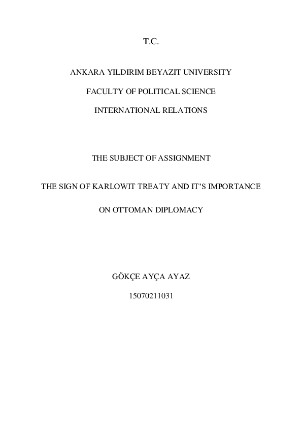 (DOC) The Sıgn of Karlowitz Treaty and Its Impact on Ottoman Diplomacy