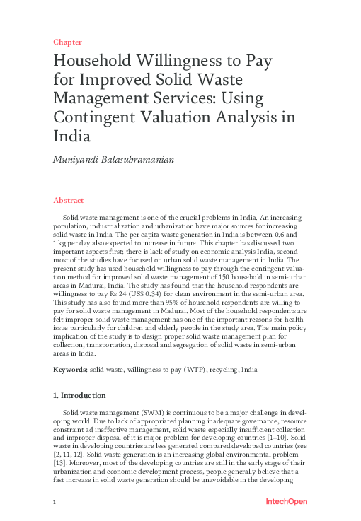 (PDF) Household Willingness to Pay for Improved Solid Waste Management Services: Using ...
