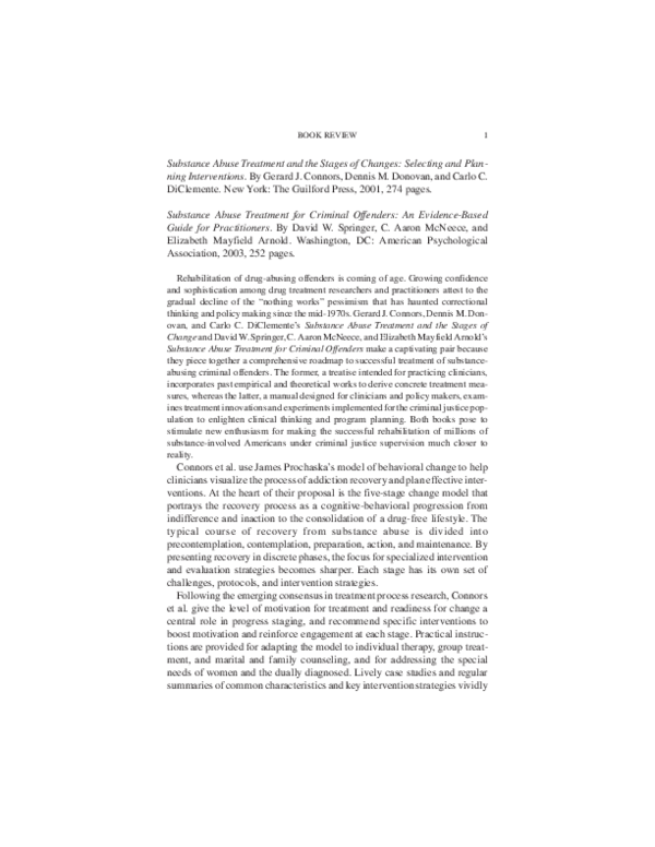 (PDF) BOOK REVIEW: Substance Abuse Treatment and the Stages of Changes: Selecting and Planning ...