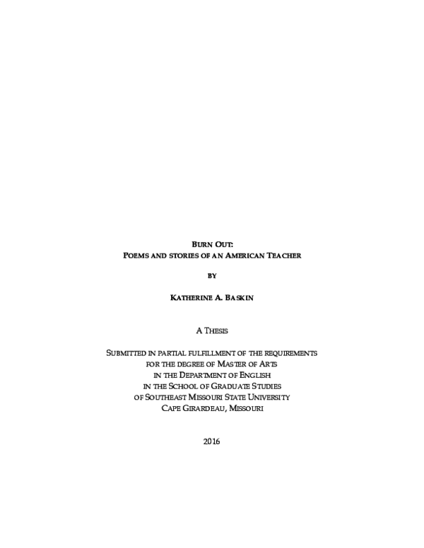 (PDF) BURN OUT: POEMS AND STORIES OF AN AMERICAN TEACHER