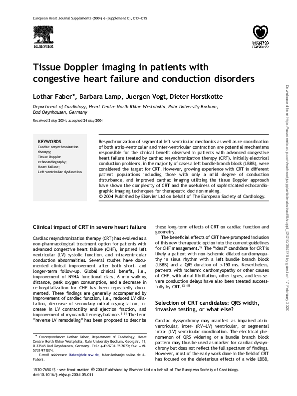 (PDF) Tissue Doppler imaging in patients with congestive heart failure ...