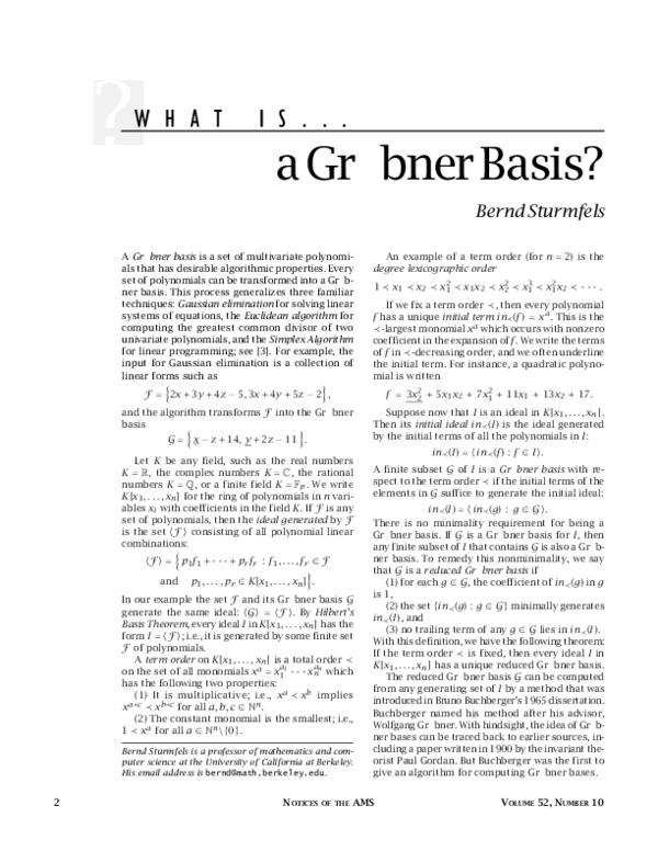 (PDF) a Gröbner Basis