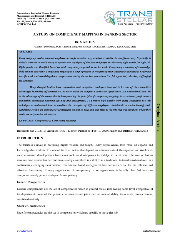 (PDF) A STUDY ON COMPETENCY MAPPING IN BANKING SECTOR