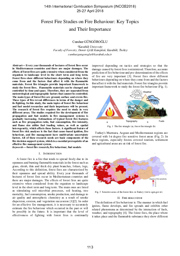 (PDF) Forest Fire Studies on Fire Behaviour: Key Topics and Their ...