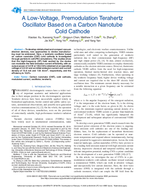 (PDF) A Low-Voltage, Premodulation Terahertz Oscillator Based on a ...