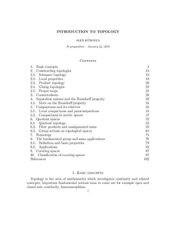 (PDF) INTRODUCTION TO TOPOLOGY