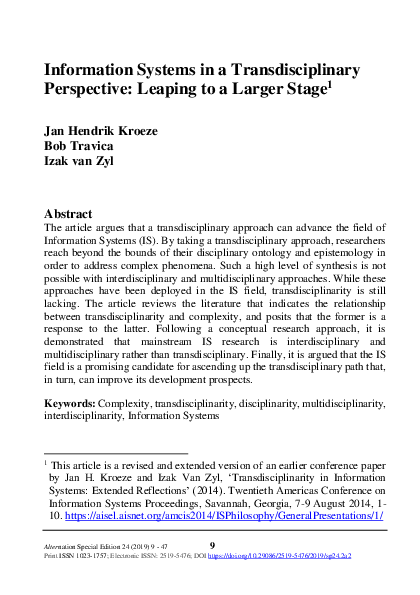 (PDF) Information Systems in a Transdisciplinary Perspective: Leaping ...