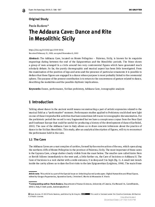 (PDF) The Addaura Cave: Dance and Rite in Mesolithic Sicily