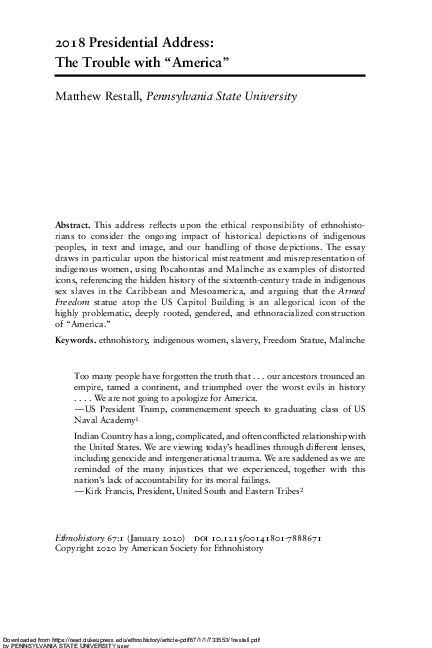 (PDF) Matthew Restall 2018 Presidential Address The Trouble with ...