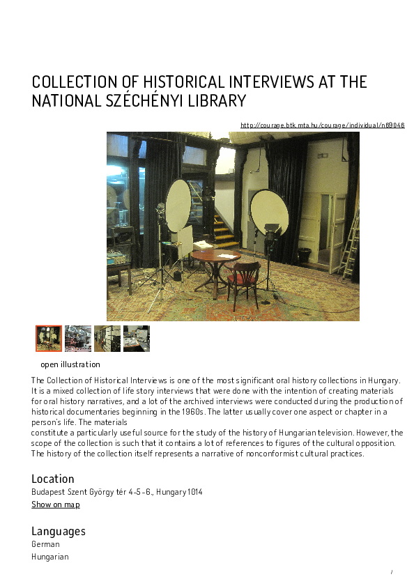(PDF) COLLECTION OF HISTORICAL INTERVIEWS AT THE NATIONAL SZÉCHÉNYI ...