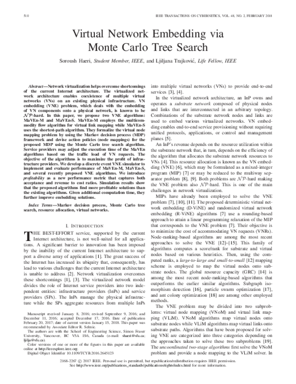 (PDF) Virtual Network Embedding via Monte Carlo Tree Search