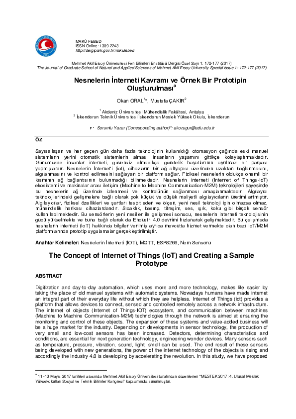 (PDF) The Concept of Internet of Things (IoT) and Creating a Sample ...