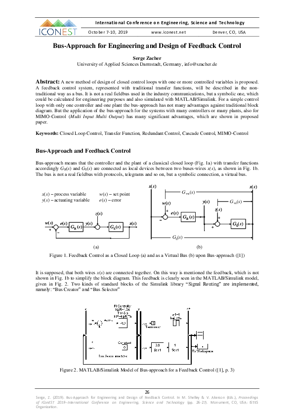 (PDF) Bus-Approach for Engineering and Design of Feedback Control