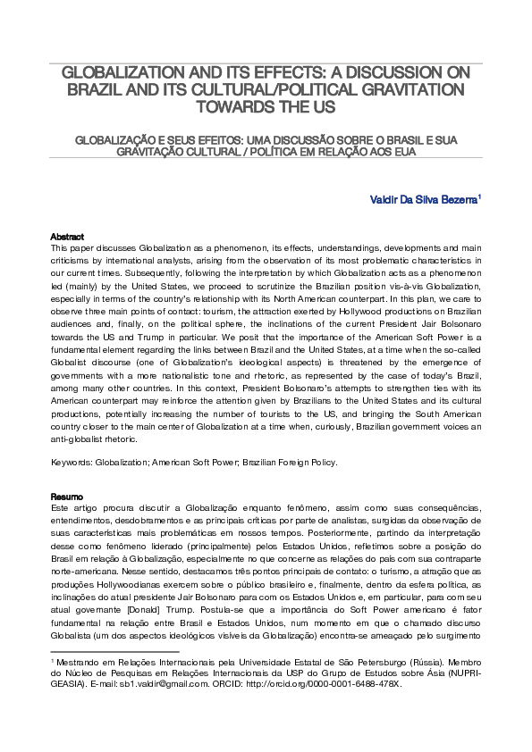 (PDF) GLOBALIZATION AND ITS EFFECTS: A DISCUSSION ON BRAZIL AND ITS ...