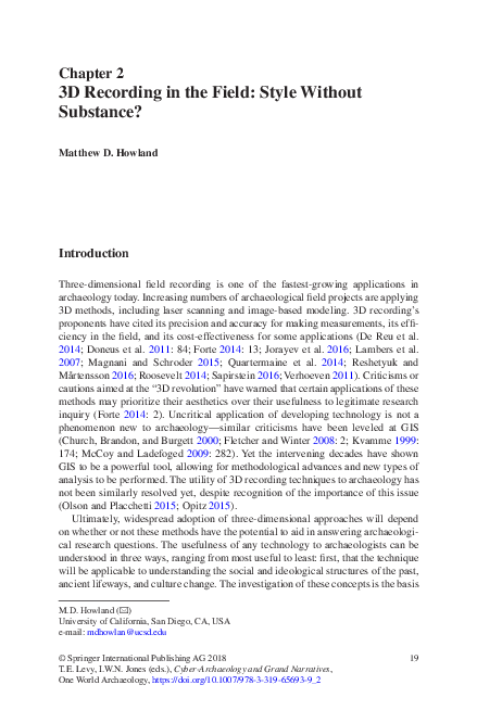 (PDF) 3D Recording in the Field: Style Without Substance?