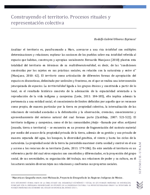 (PDF) Construyendo el territorio. Procesos rituales y representación ...