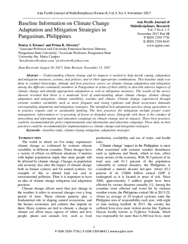 (PDF) Baseline Information on Climate Change Adaptation and Mitigation ...