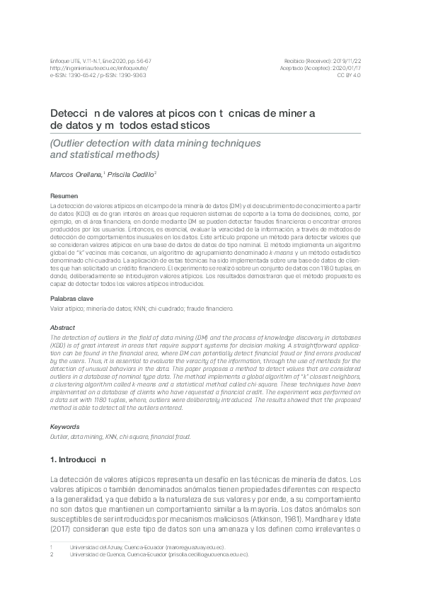 Pdf Outlier Detection With Data Mining Techniques And Statistical Methods