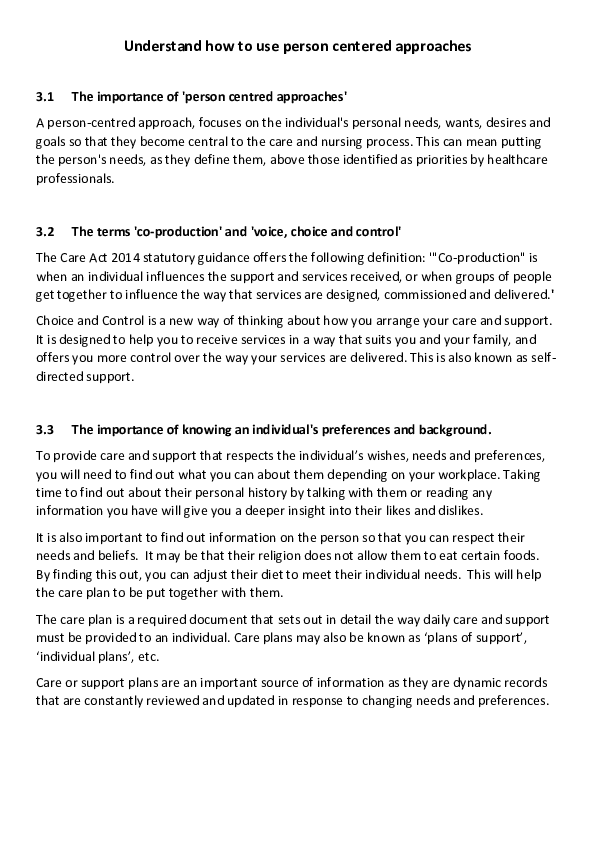 (DOC) Understand how to use person centered approaches 3.1 The ...