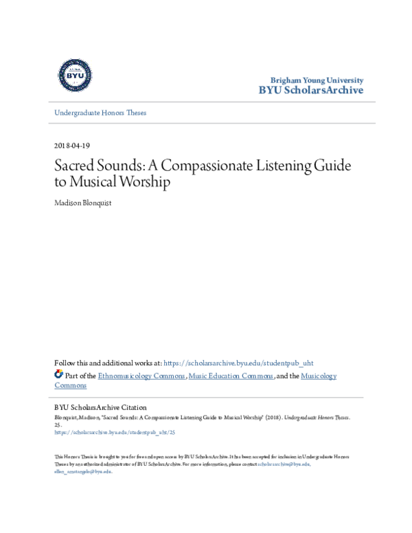 (PDF) Sacred Sounds: A Compassionate Listening Guide to Musical Worship