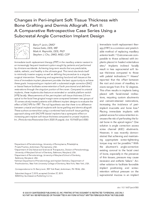 (PDF) Changes in Peri-implant Soft Tissue Thickness with Bone Grafting ...