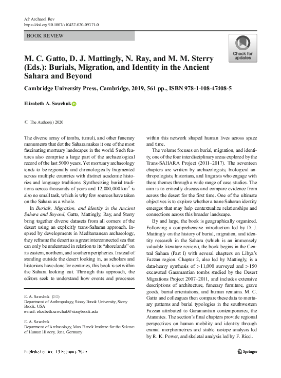 (PDF) Lakeside cemeteries in the Sahara: 5000 years of Holocene ...
