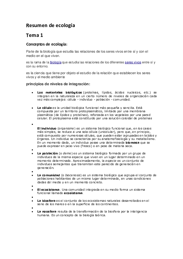 (PDF) Resumen de ecología Tema 1 Conceptos de ecología