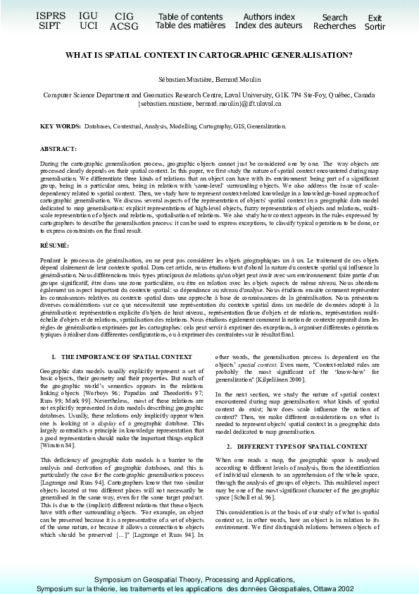 (PDF) What is Spatial Context in Cartographic Generalisation?