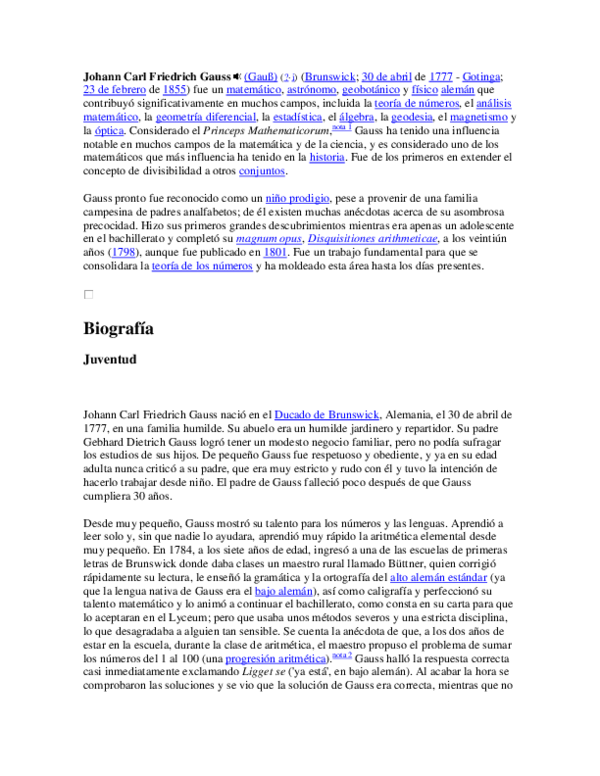 (DOC) Johann Carl Friedrich Gauss