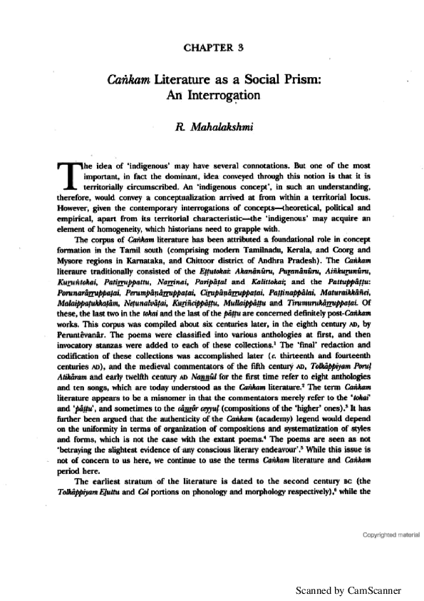 (PDF) Caṅkam Literature as a Social Prism: An Introduction
