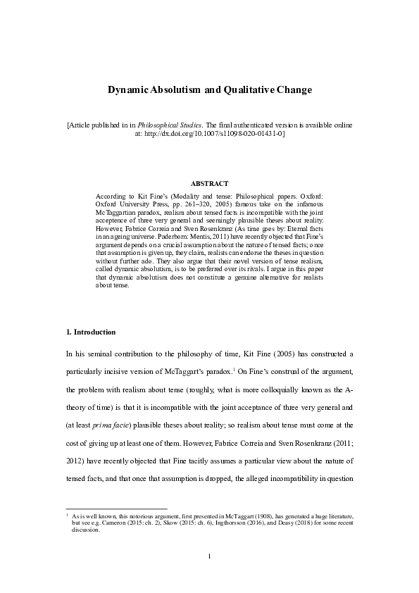 (PDF) Dynamic Absolutism and Qualitative Change