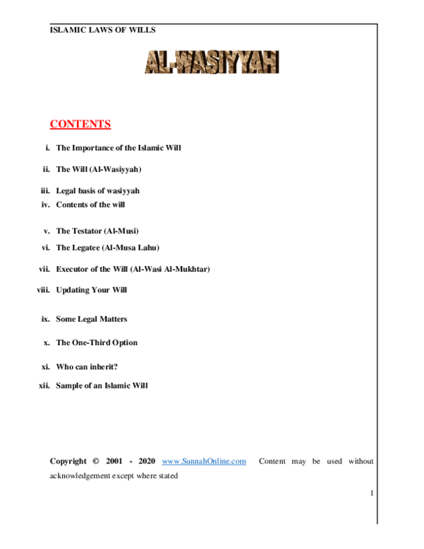 (PDF) ISLAMIC LAWS OF WILLS 1
