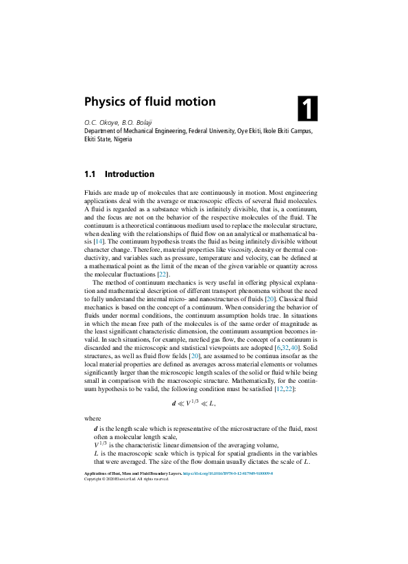 (PDF) Physics of fluid motion