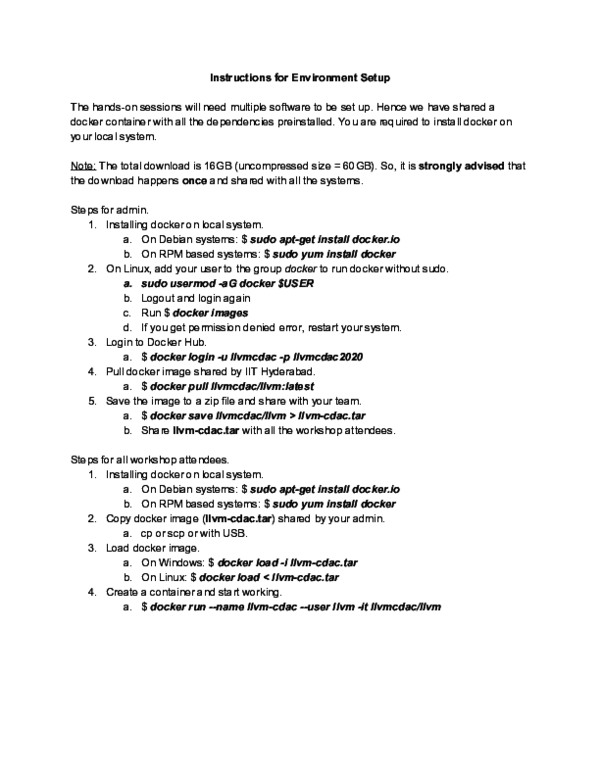 (PDF) Instructions for Environment Setup