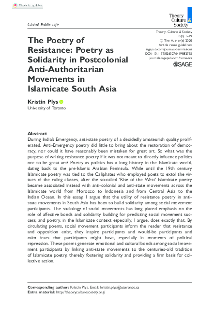 (PDF) The Poetry of Resistance: Poetry as Solidarity in Postcolonial ...