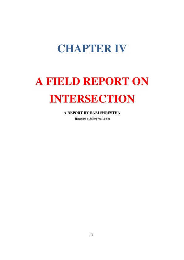 (PDF) CHAPTER IV A FIELD REPORT ON INTERSECTION A REPORT BY RABI SHRESTHA