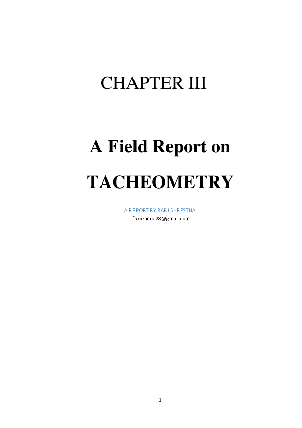 (PDF) A Field Report on TACHEOMETRY A REPORT BY RABI SHRESTHA