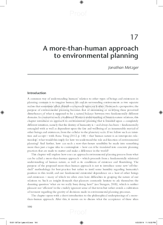 (PDF) A more-than-human approach to environmental planning