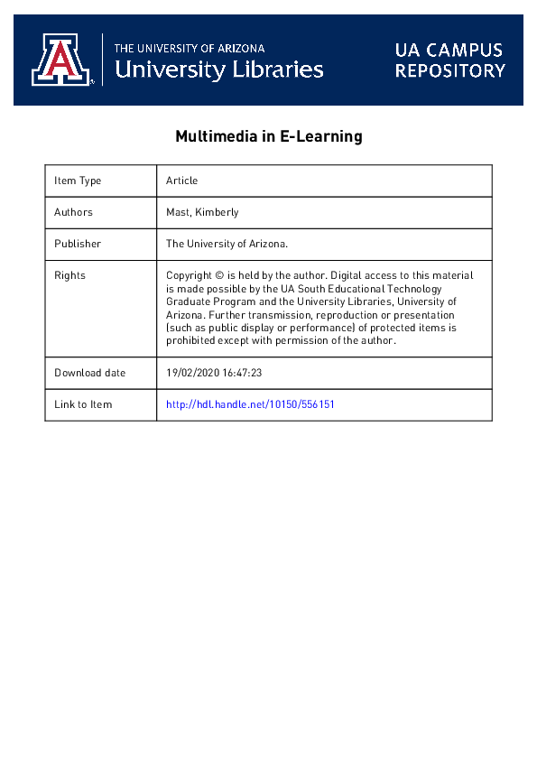 (PDF) Multimedia in E-Learning