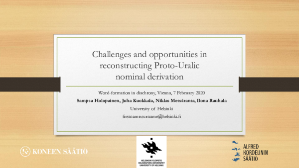 (PDF) Challenges and opportunities in reconstructing Proto-Uralic nominal derivation (Powerpoint ...