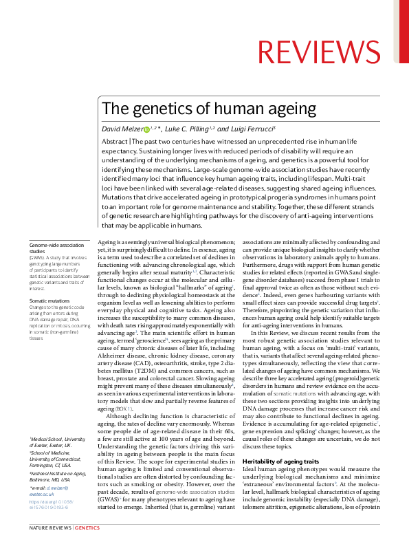 (PDF) The genetics of human ageing
