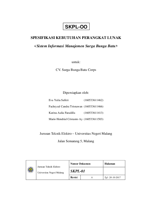 (PDF) Tugas Akhir Matkul RPL "SKPL Surga Bunga Batu"