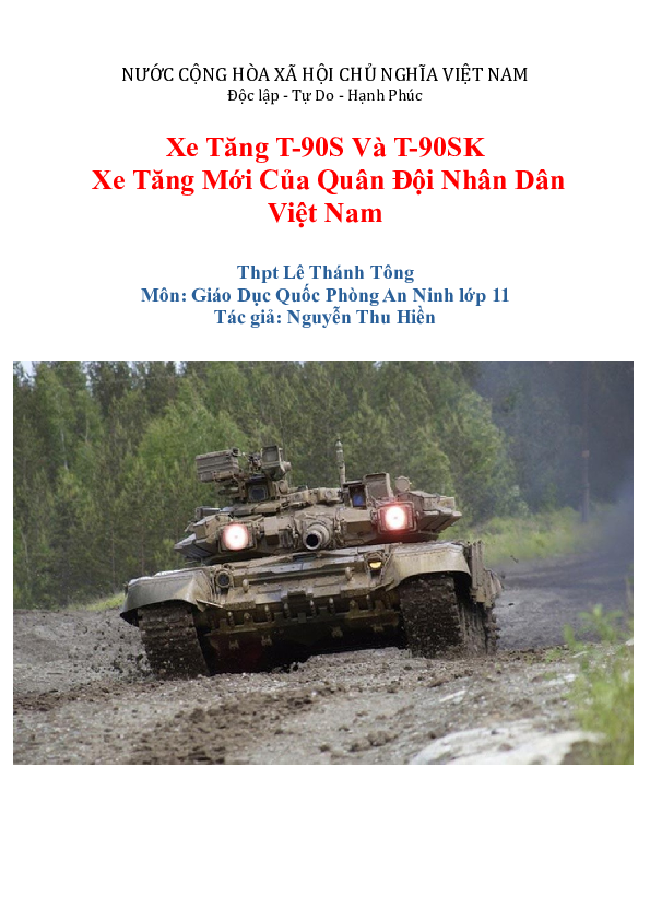 (DOC) Xe Tăng T-90S Và T-90SK.Xe Tăng Mới Của Quân Đội Nhân Dân Việt ...