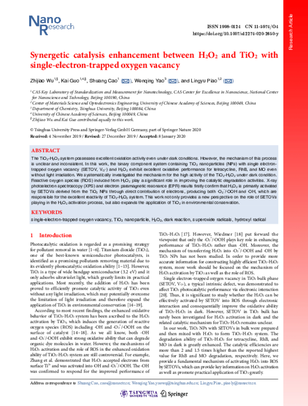 (PDF) Synergetic catalysis enhancement between H 2 O 2 and TiO 2 with ...