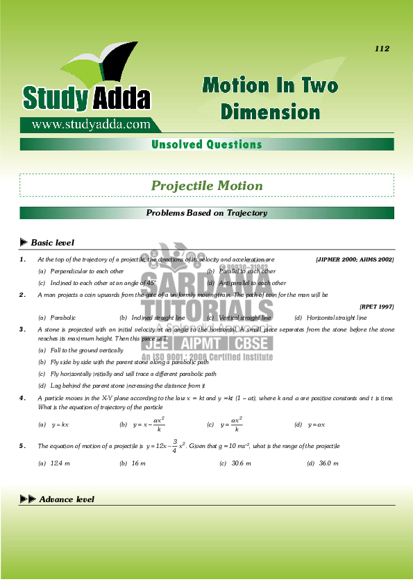 (PDF) Motion In Two Dimension Unsolved Questions