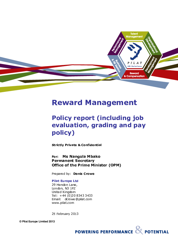 (PDF) Reward Management Policy report (including job evaluation ...