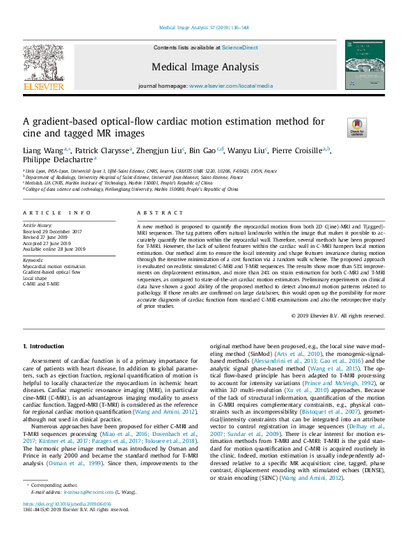 Pdf A Gradient Based Optical Flow Cardiac Motion Estimation Method